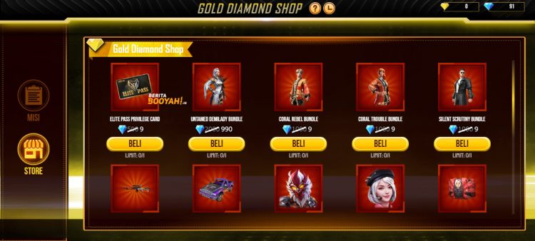 Event Free Fire Terbaru Gold Diamond Shop FF, Ini Hadiah & Misi!